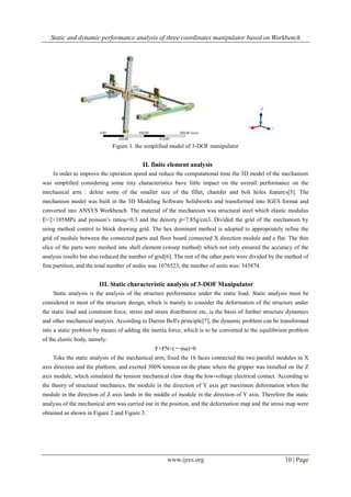 Static and Dynamic Characteristics Analysis of Three Coordinates ...