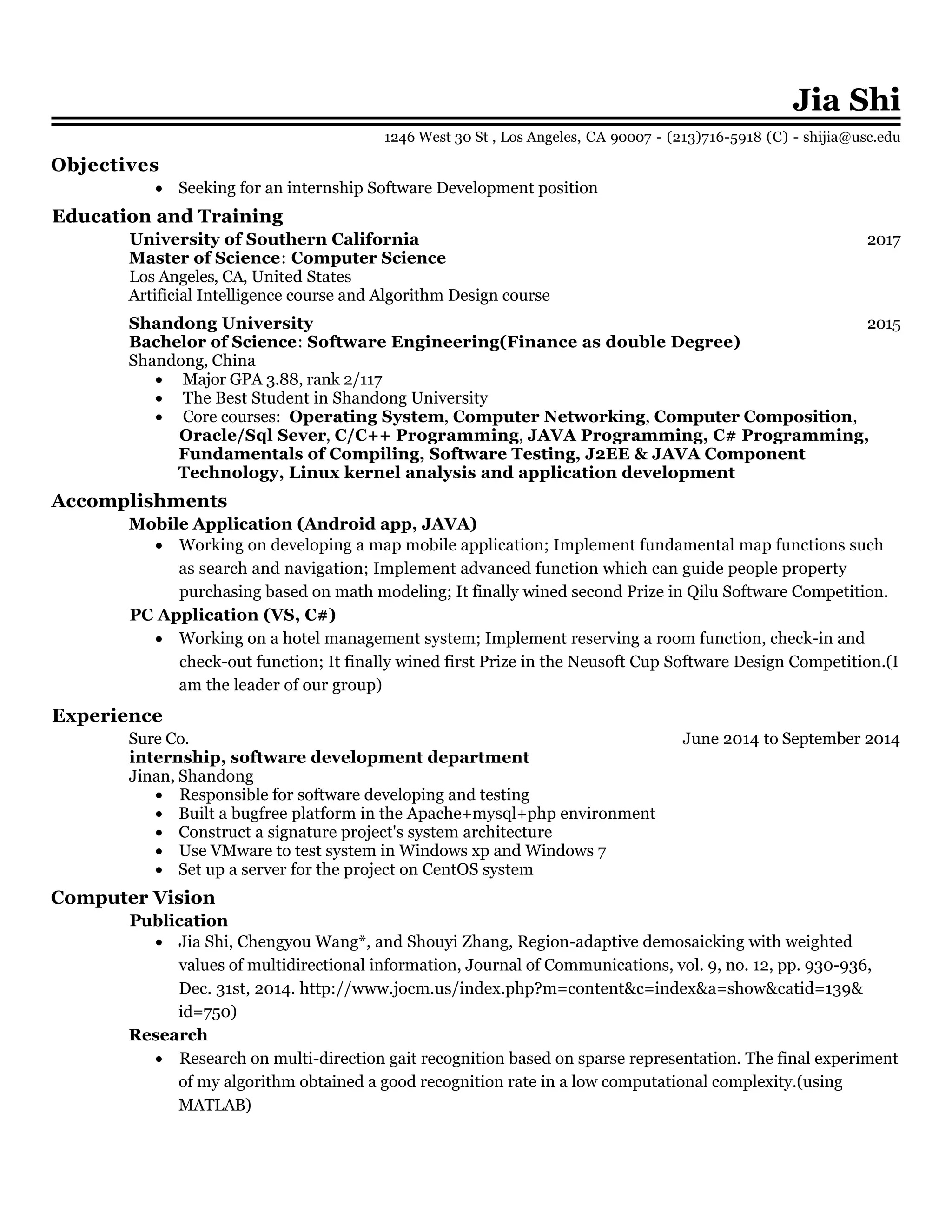 Jia Shi Resume 1-7 | PDF