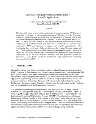 Analysis of Multicore Performance Degradation of Scientific Applications | PDF