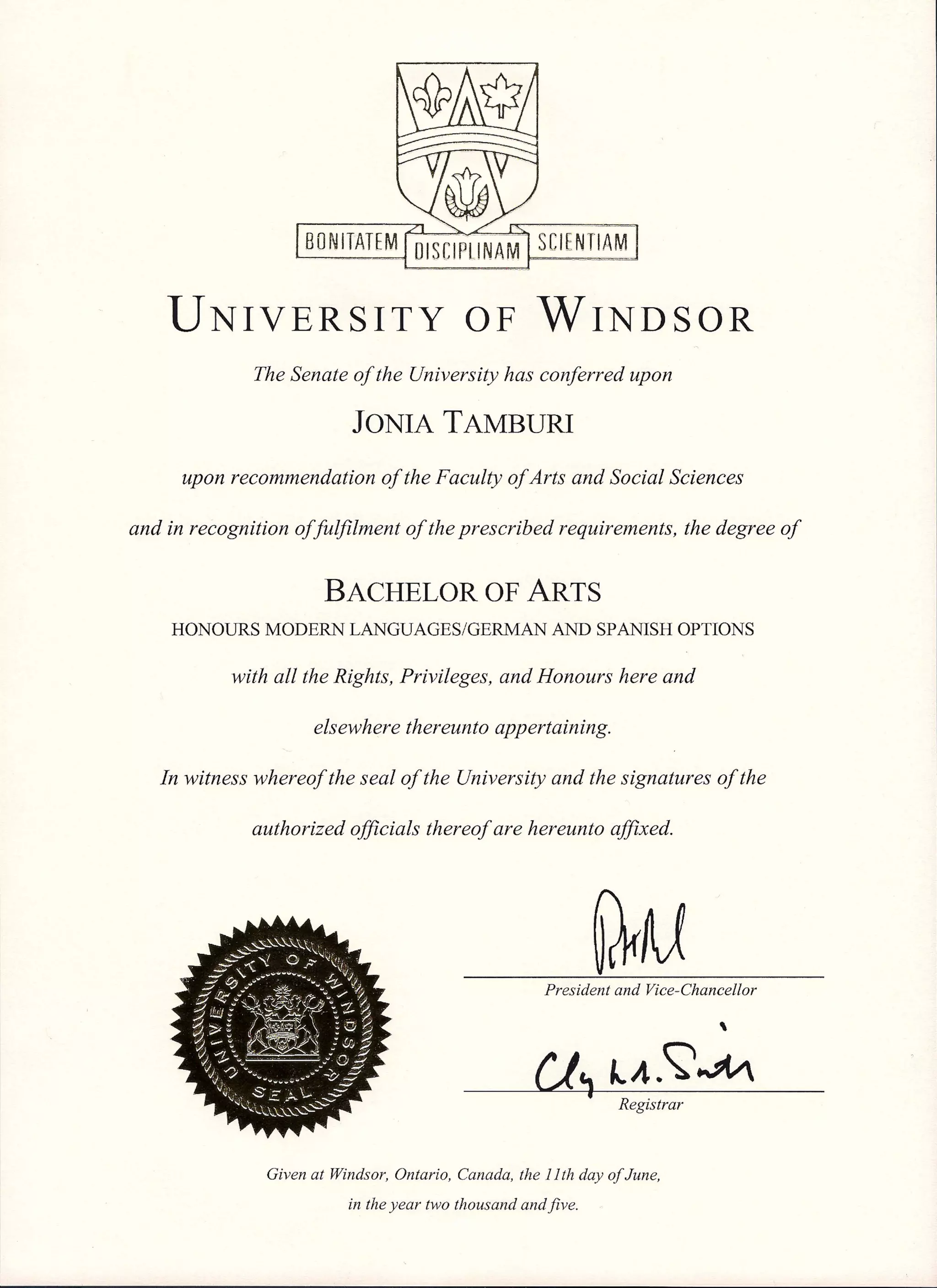 BA Diploma University of Windsor | PDF