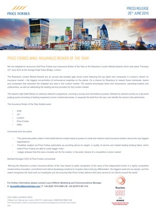 Reactions London Market Awards announcement | PDF | Events