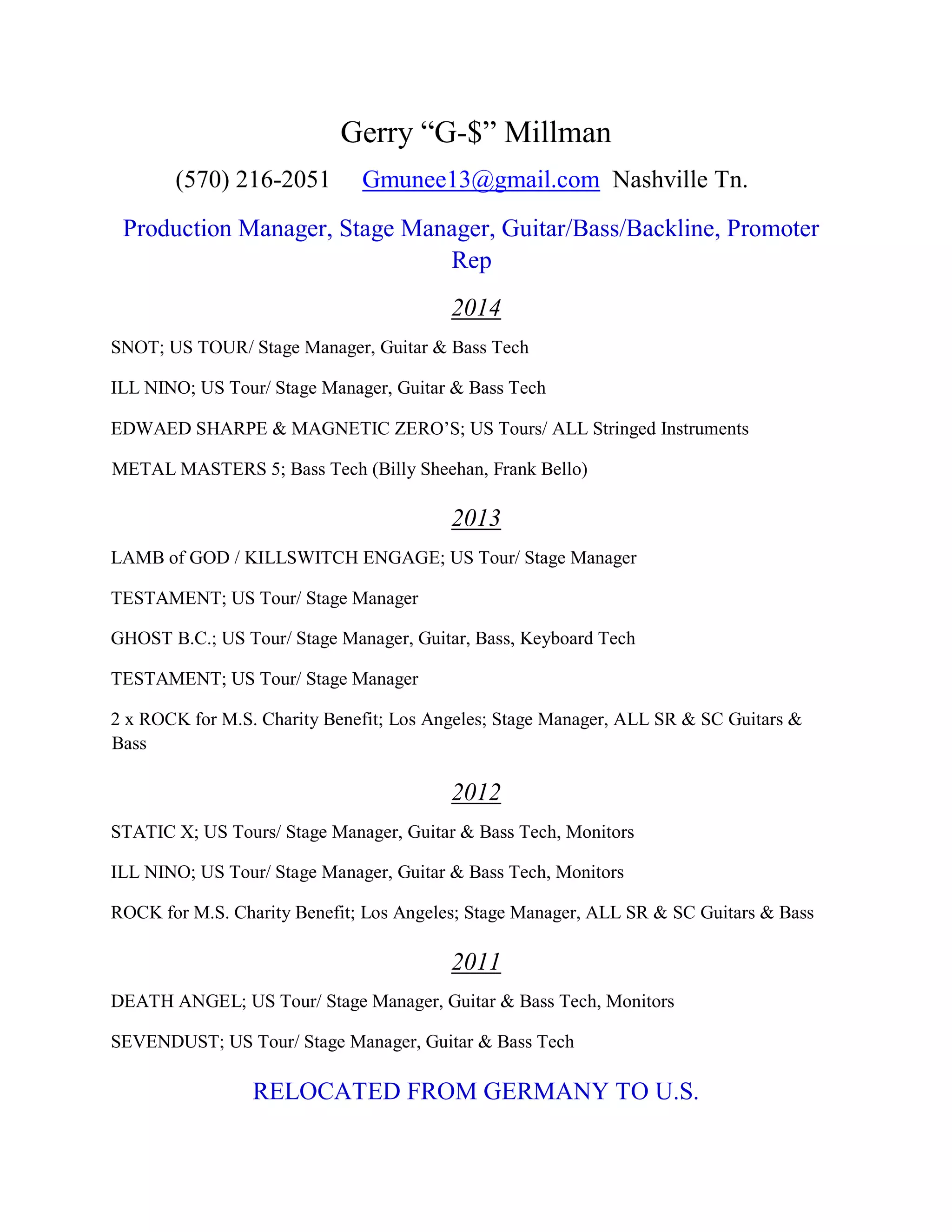 Gerry G-$ Millman Resume 2014yes | PDF