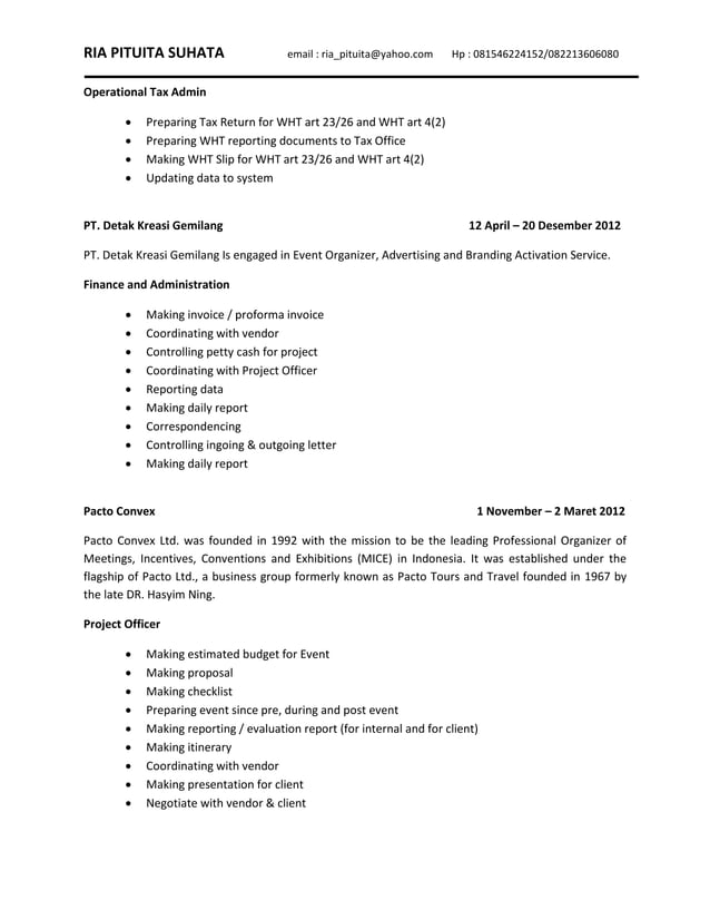 CV Ria Pituita Suhata (Uwie) | PDF