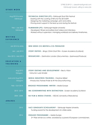 CV Alexia Frasquet Script Reader | PDF