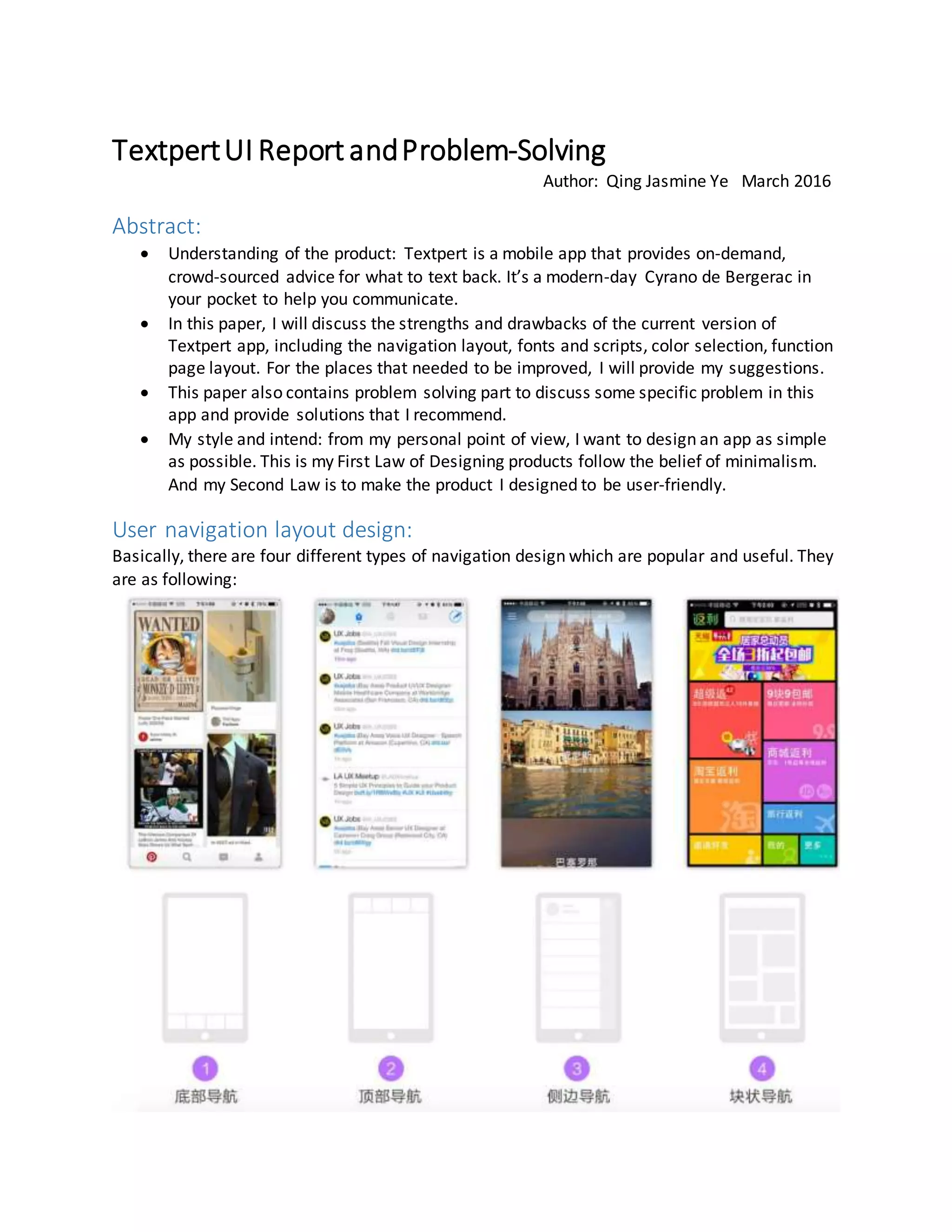 Textpert UI Report and Problem | DOCX