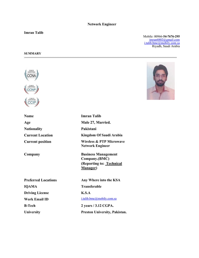 Imran Talib Network Engineer | PDF