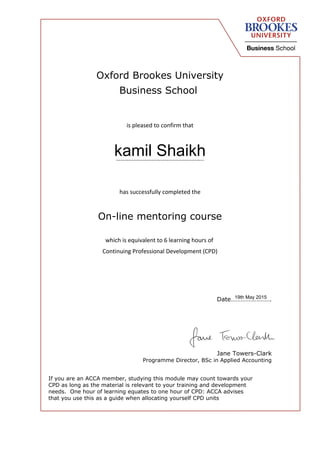 Mentor certificate | PDF