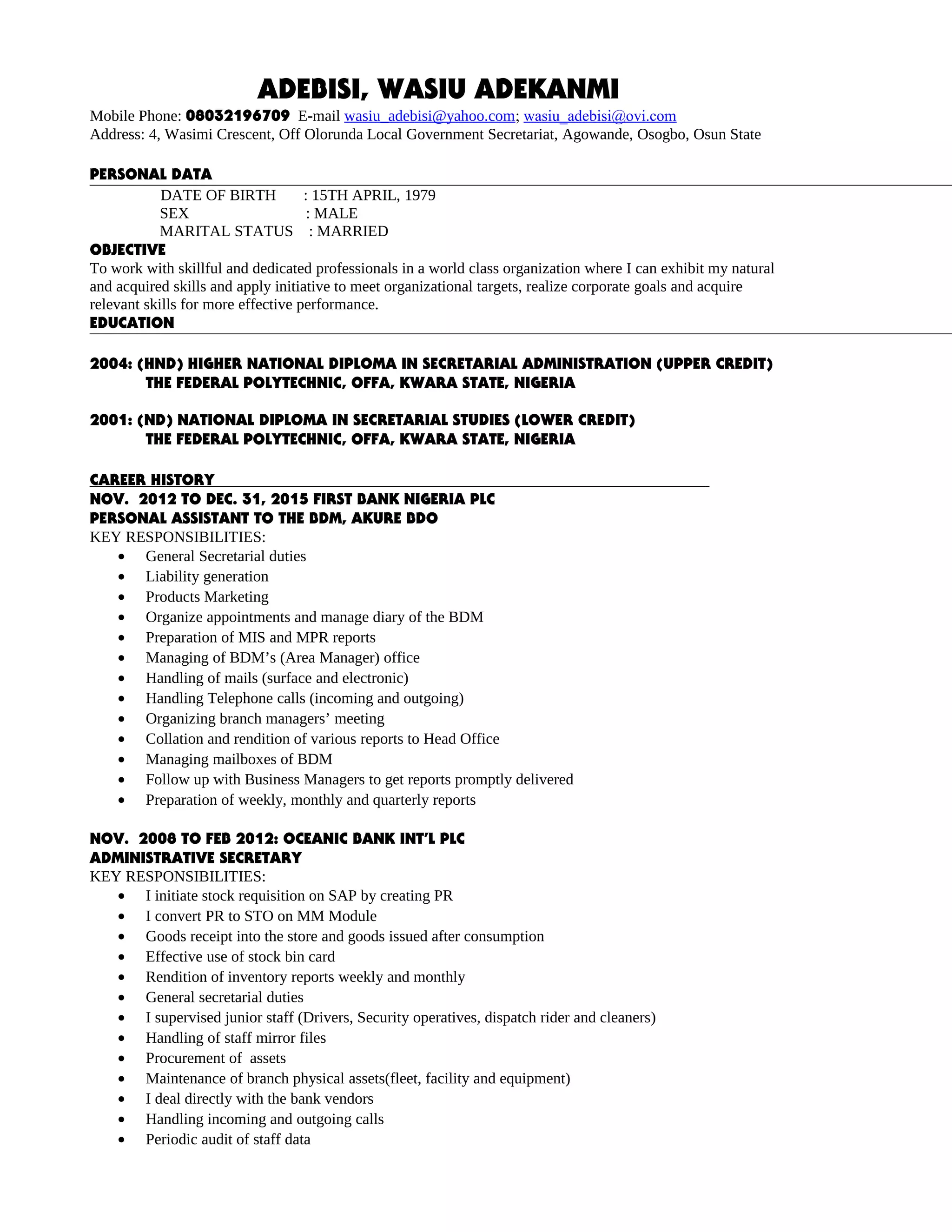 ADEBISI, Wasiu Adekanmi | DOC