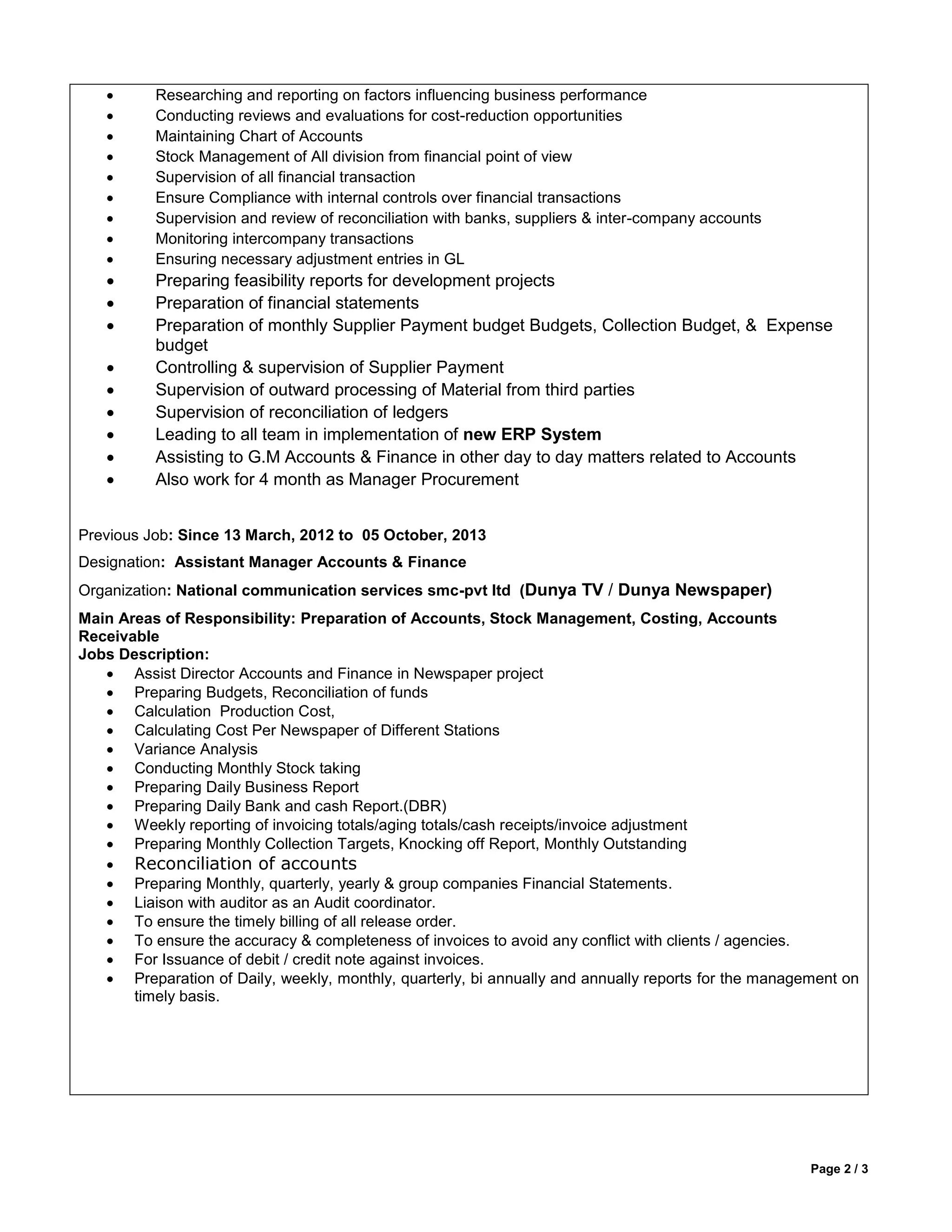 Umer Farooq ACMA | PDF