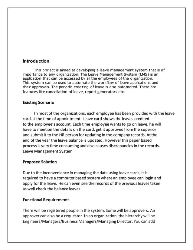 Leave Management System Documentation | DOCX | Computing | Technology & Computing