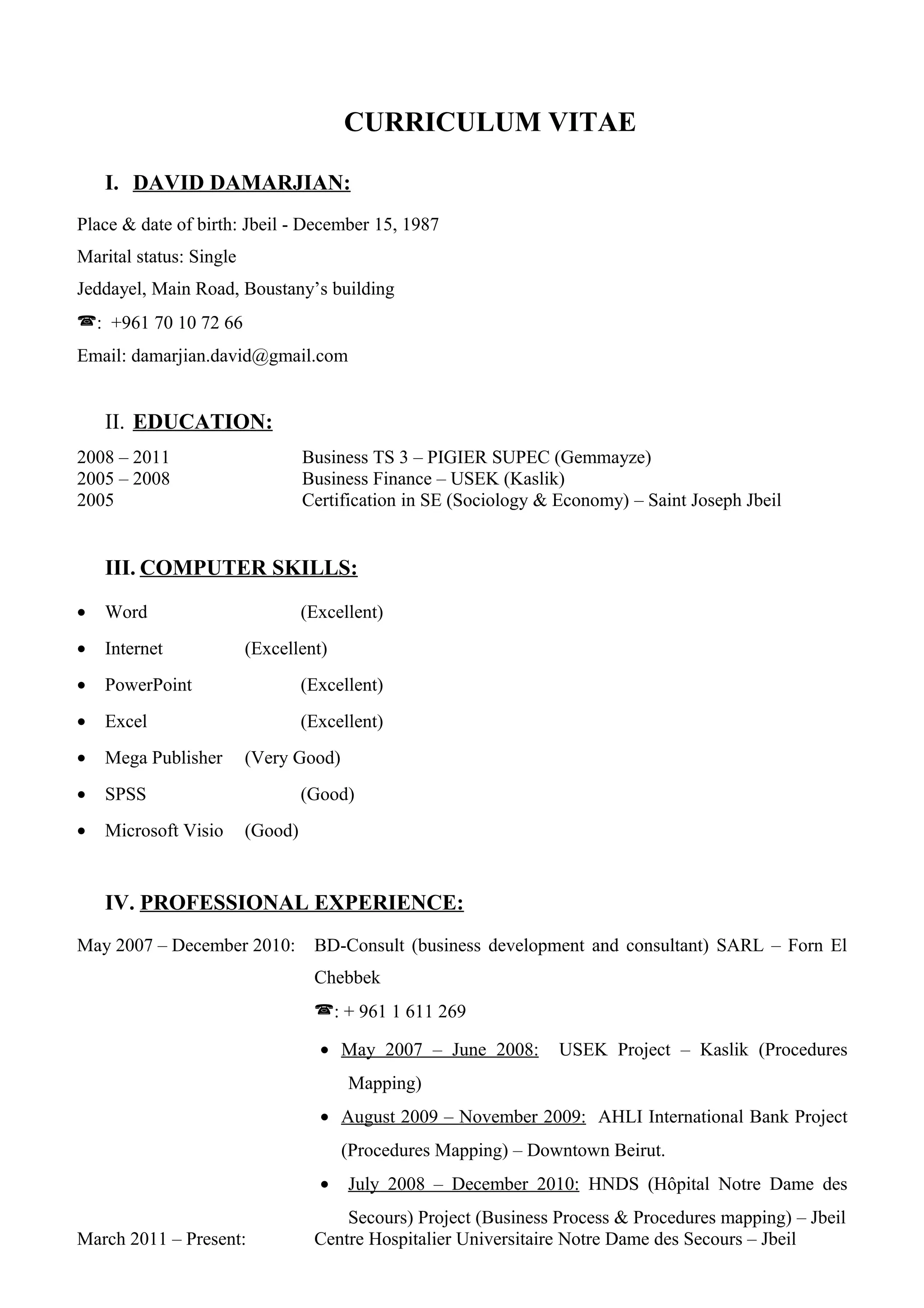 CV David Damarjian | DOC