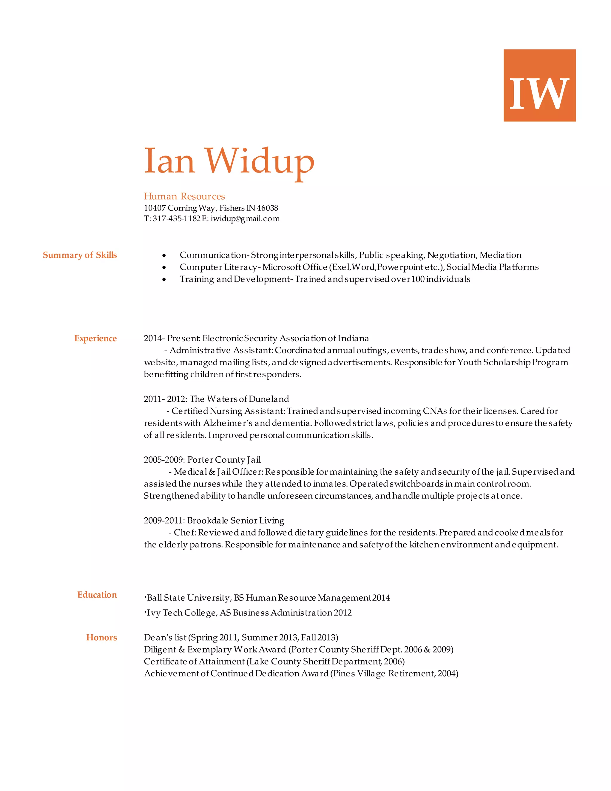 Ian Widup Resume 2015 | DOCX