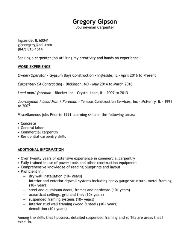 GregGipsonResume2016 | ODT