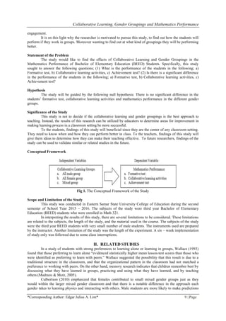 Collaborative Learning, Gender Groupings and Mathematics Performance | PDF