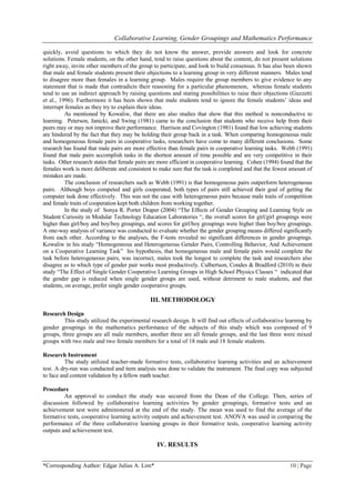 Collaborative Learning, Gender Groupings and Mathematics Performance | PDF