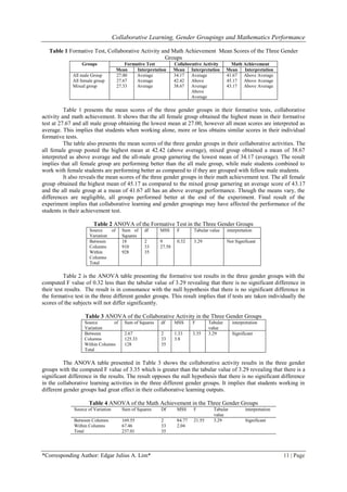 Collaborative Learning, Gender Groupings and Mathematics Performance | PDF | Educational ...