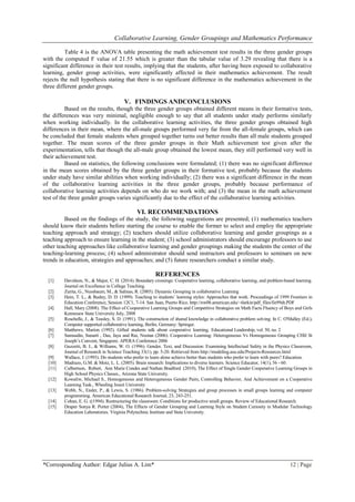 Collaborative Learning, Gender Groupings and Mathematics Performance | PDF