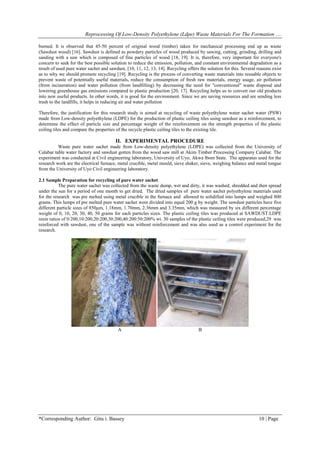 Reprocessing Of Low-Density Polyethylene (LDPE) Waste Materials for The ...