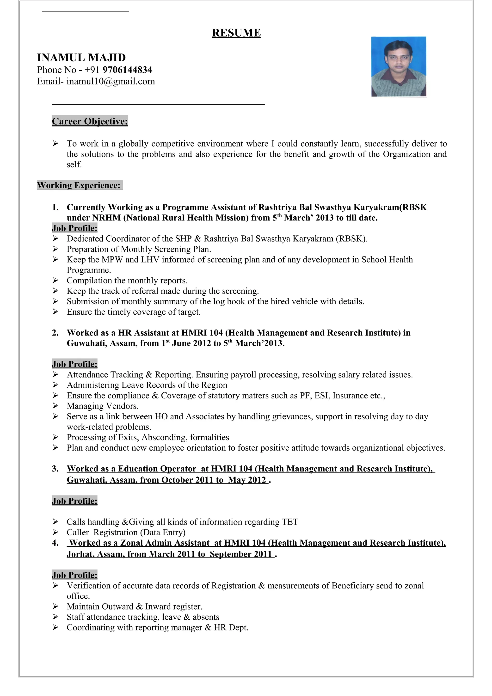 inamul updated resume New | PDF