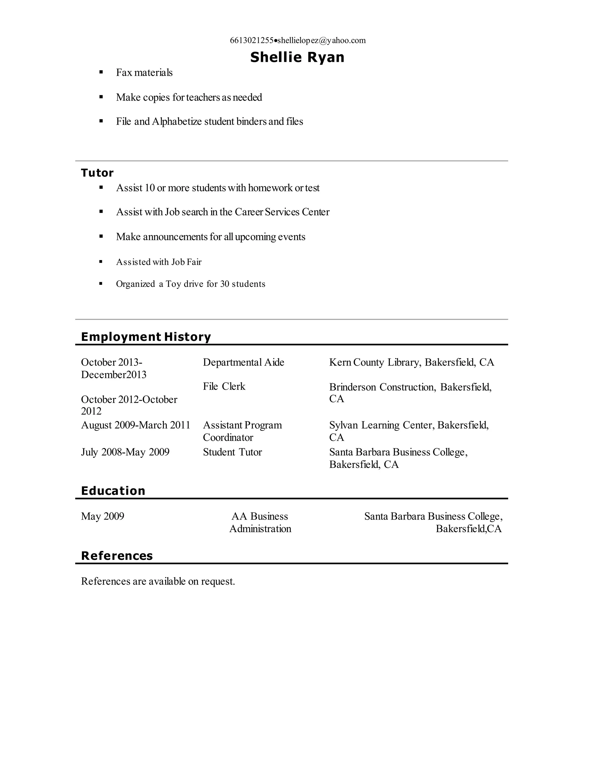 Shellie Resume | DOCX