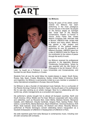 Ino Mirkovic Biography | PDF