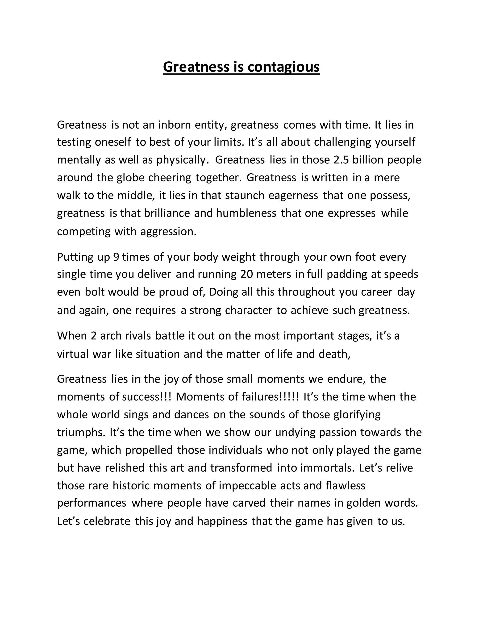 Greatness is contagious | PDF