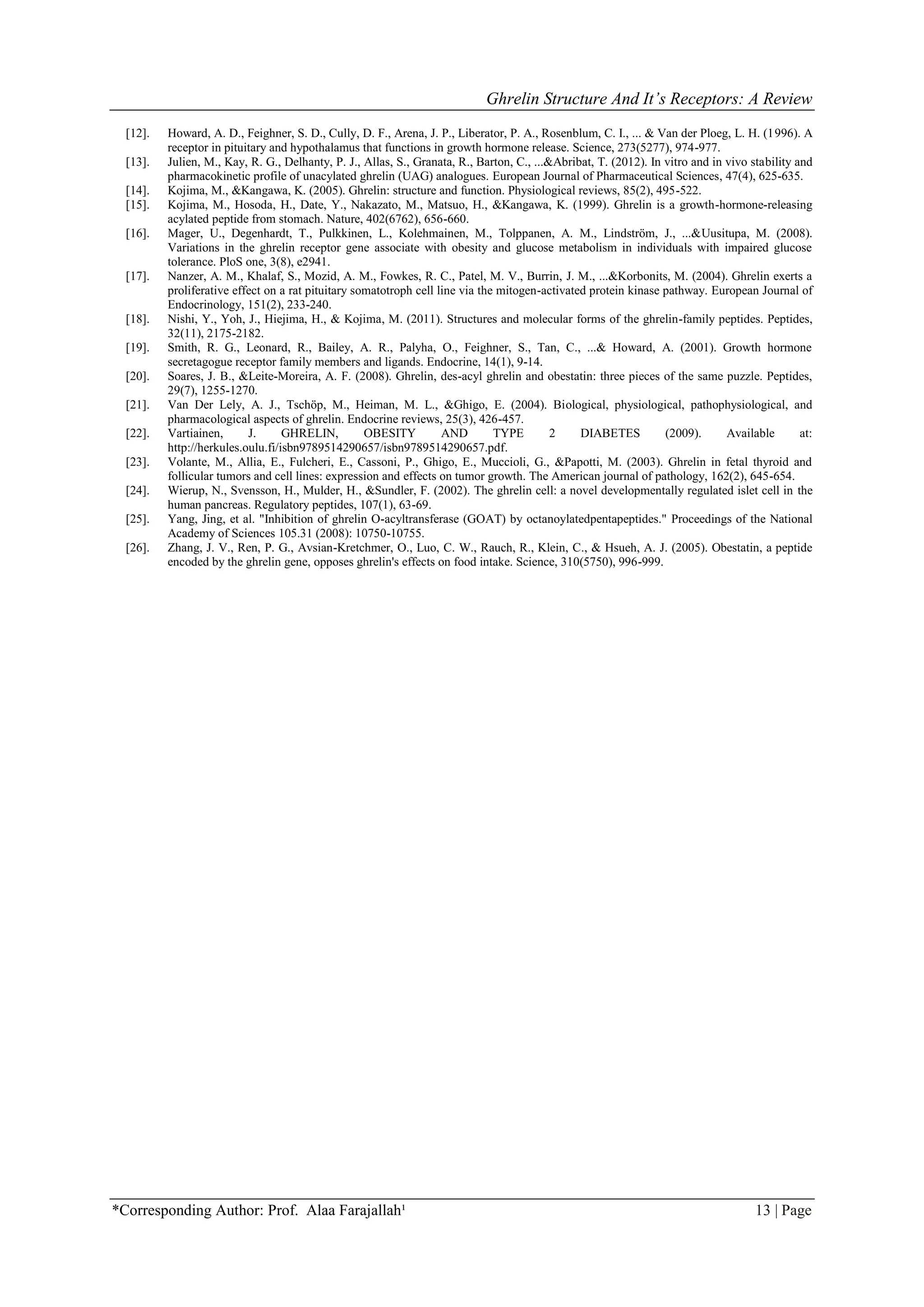 Ghrelin Structure and It’s Receptors: A Review | PDF