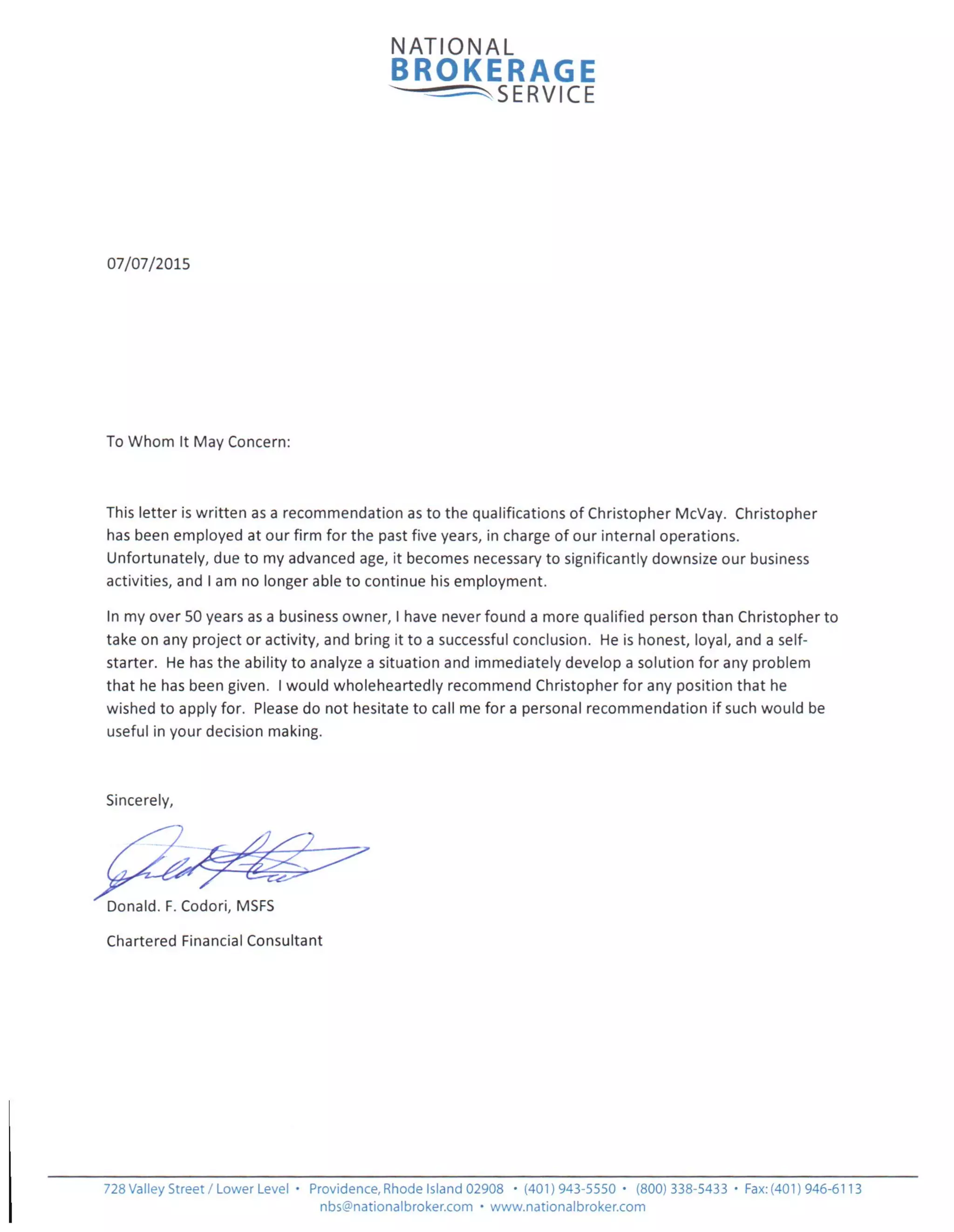 DFC Letter of Recommendation for CM | PDF