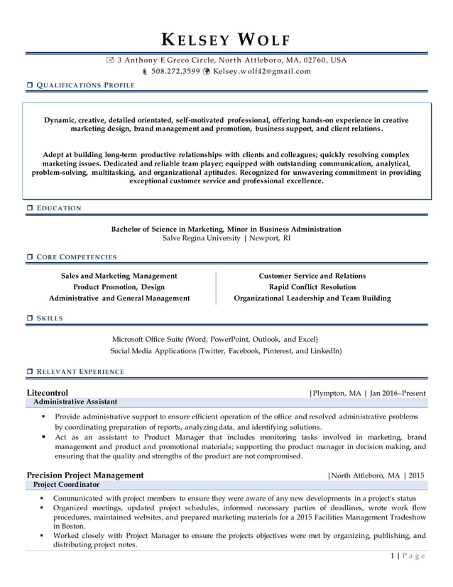 WolfResume | DOCX | Business Administration | Business