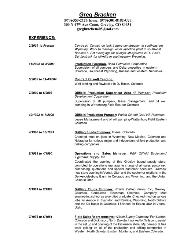 Greg Bracken Resume 2016 | PDF