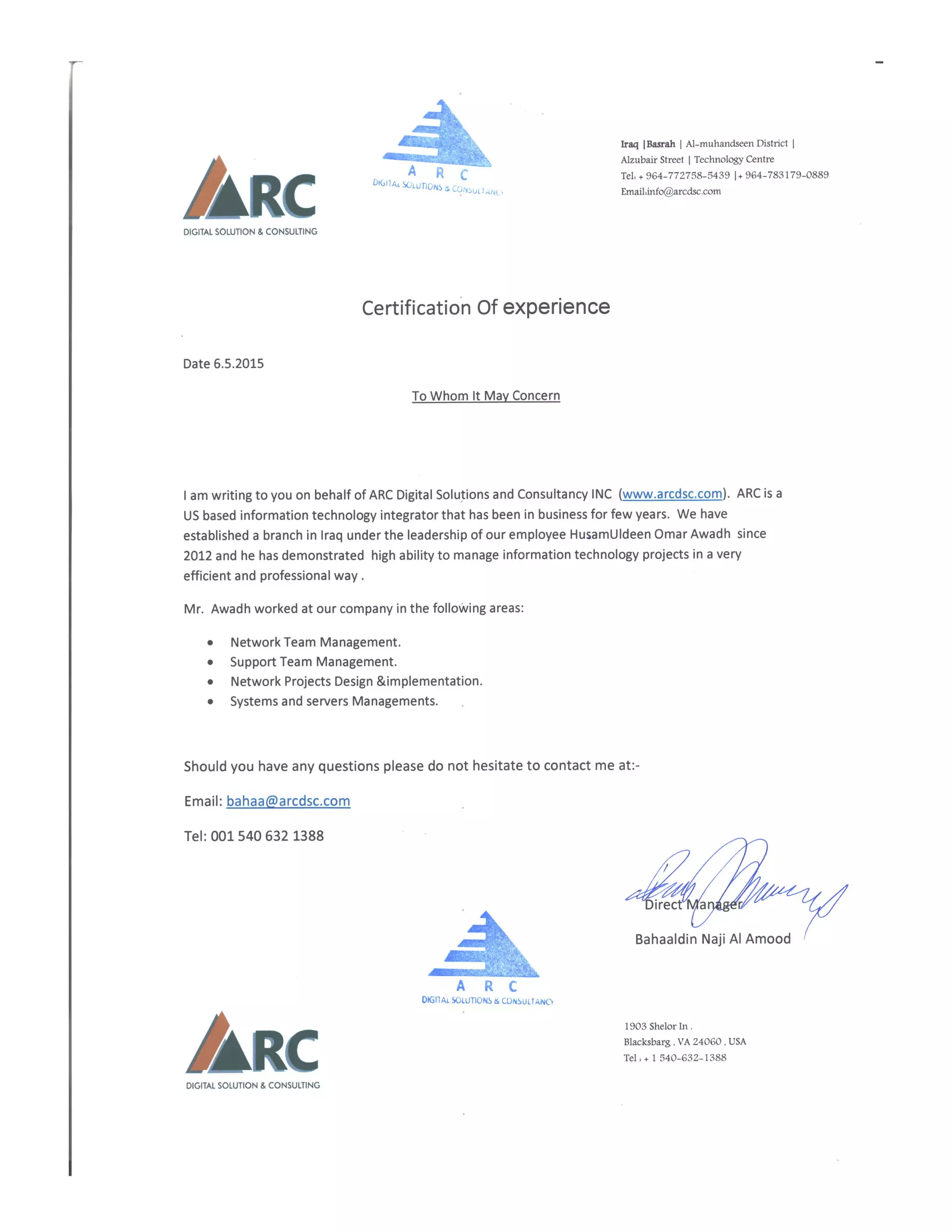 Certification Of experience | PDF