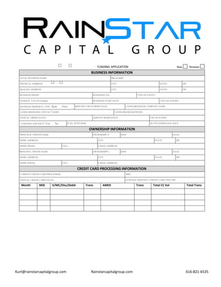 Rainstar Capital Group Merchant Application-1 | PDF