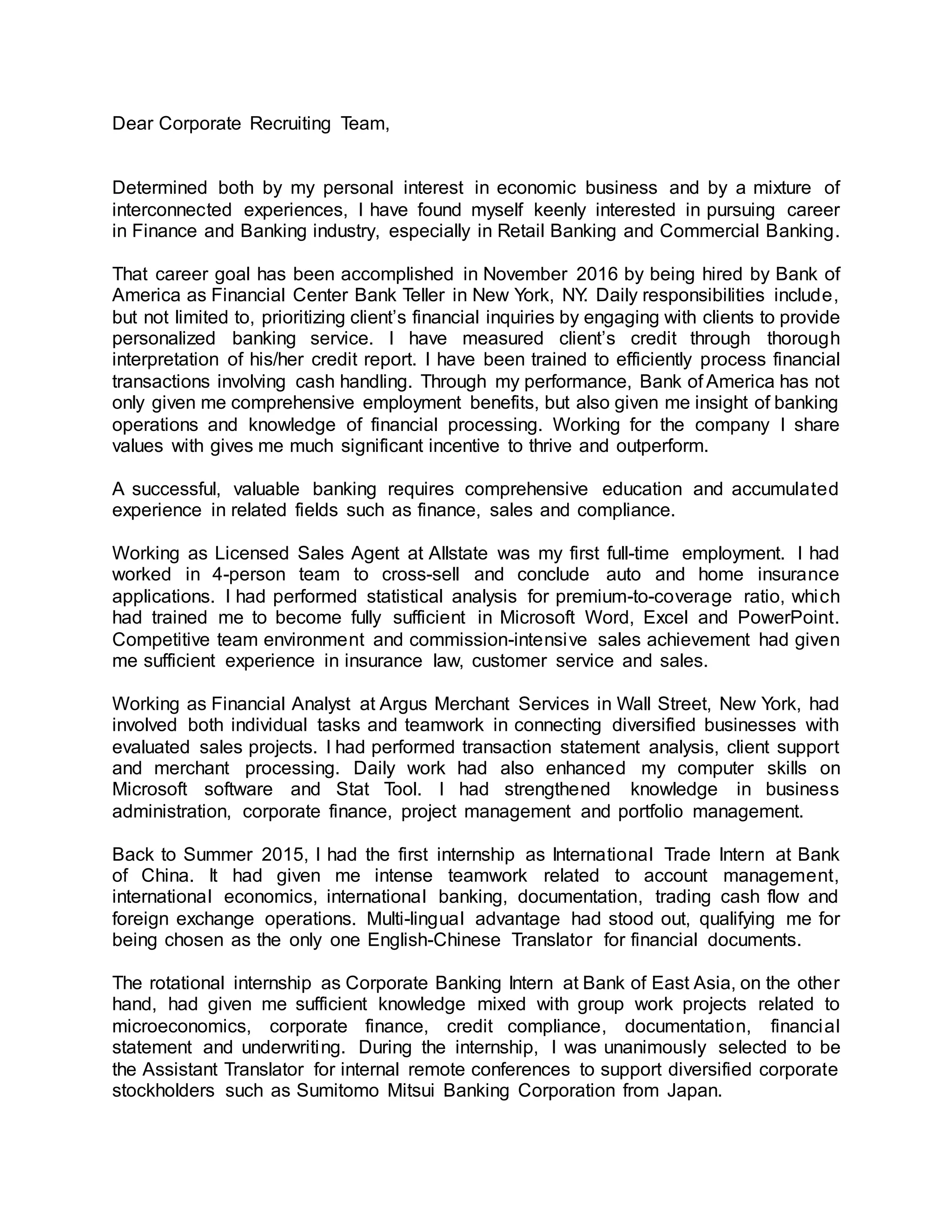 Business Cover Letter:Personal Statement | DOCX