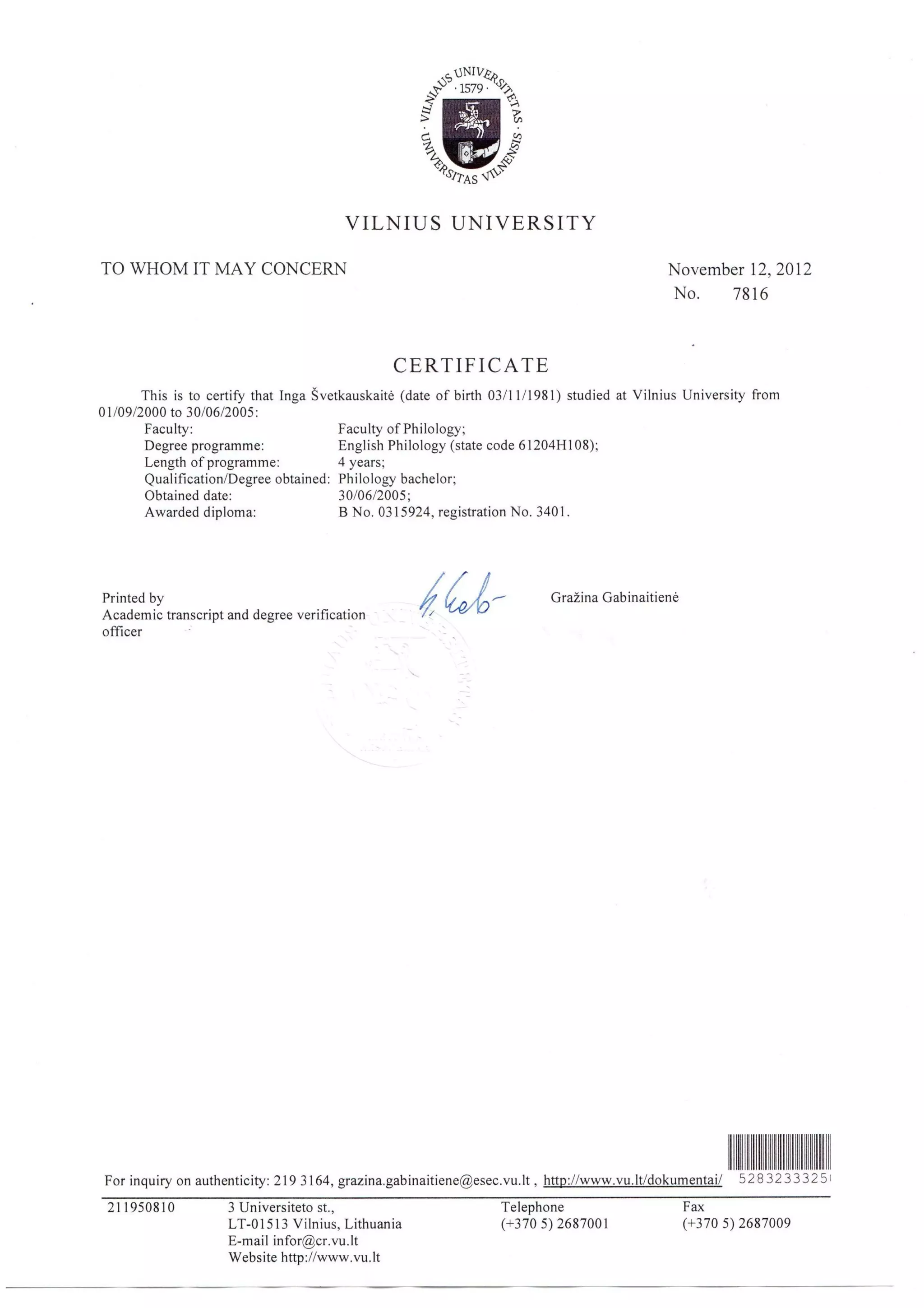 University certificate | PDF