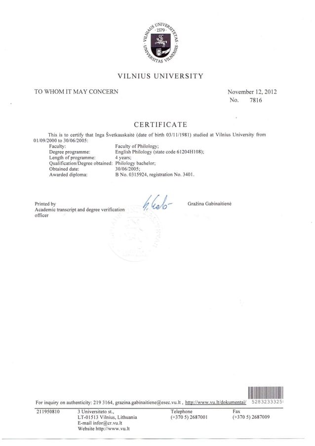 University certificate | PDF
