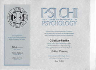 Psi Chi Certification: The International Honor Society in Psychology. | PPT
