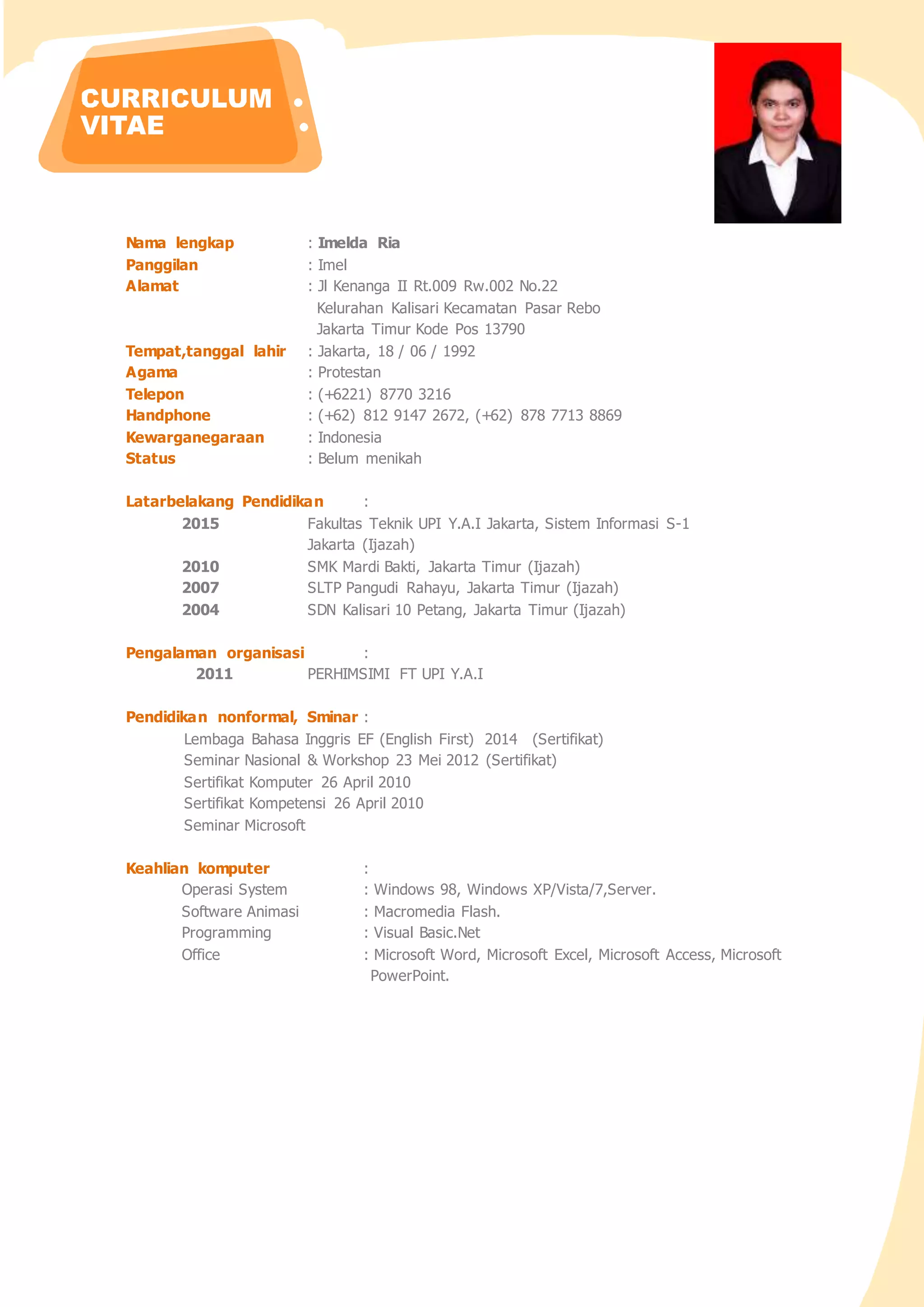 My Application Letter & Curriculum Vitae | DOCX