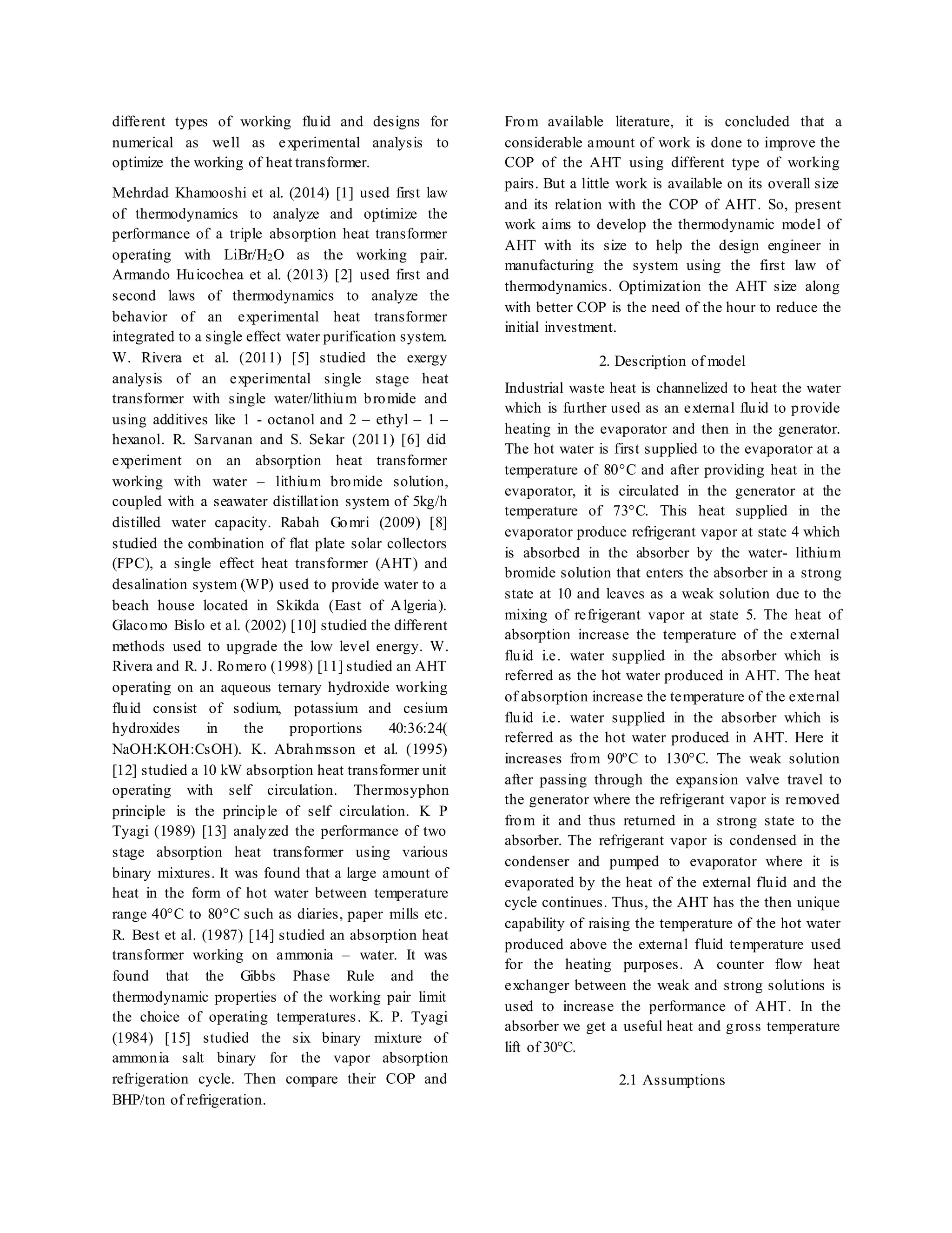 Thermodynamic Analysis of Absorption Heat Transformer | DOCX | Power ...