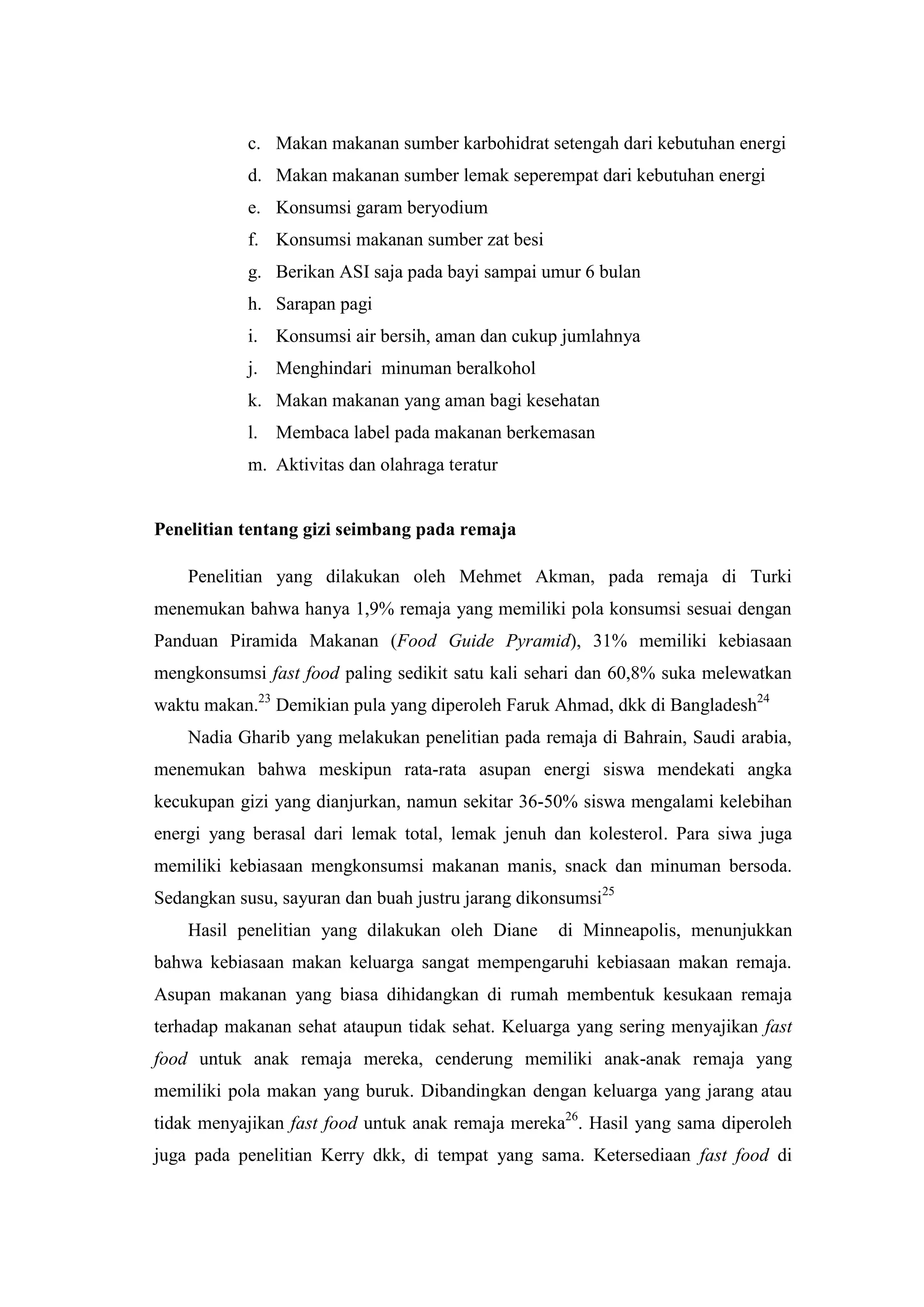 Perilaku Gizi Seimbang Pada Remaja | DOCX