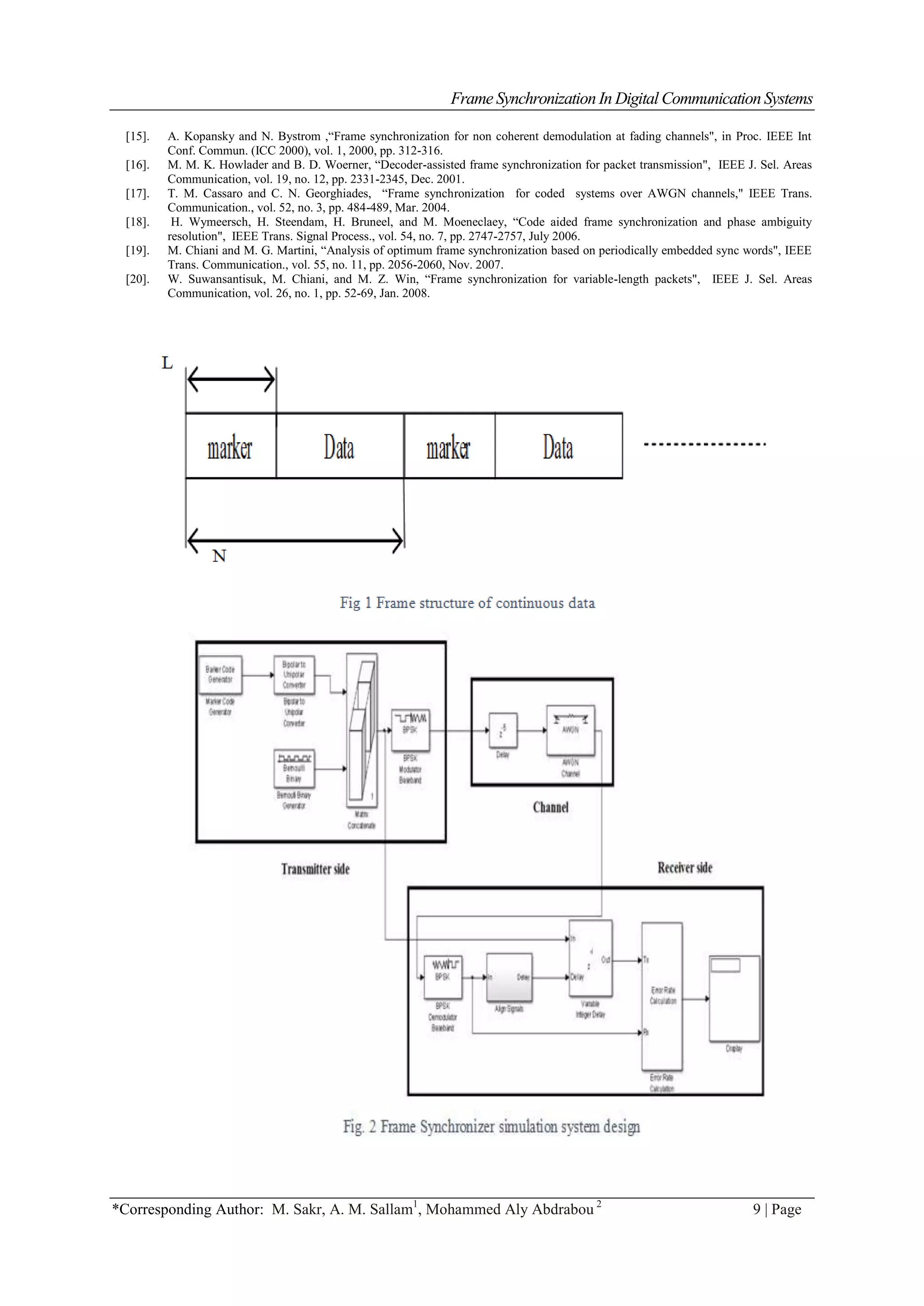 Frame Synchronization in Digital Communication Systems | PDF