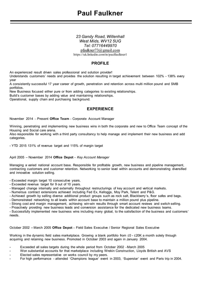 Paul Faulkner CV | PDF