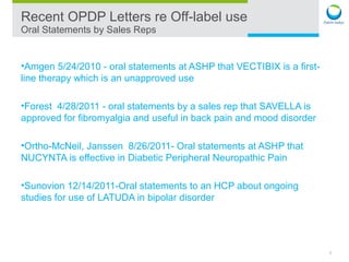 Update on Recent OPDP Letters and FDA Bad 2012 | PPT