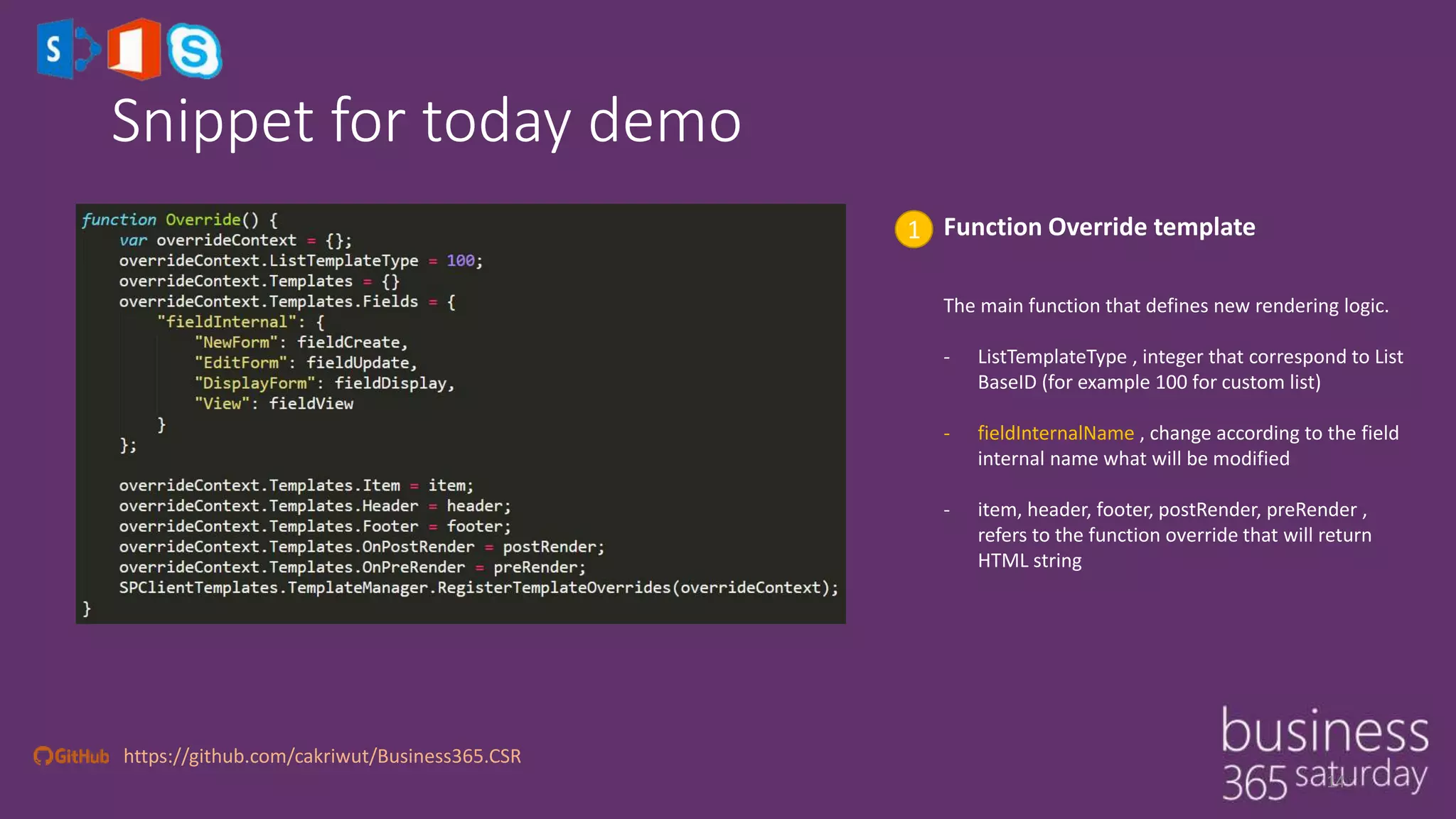 O365 Saturday - Deepdive SharePoint Client Side Rendering | PPTX
