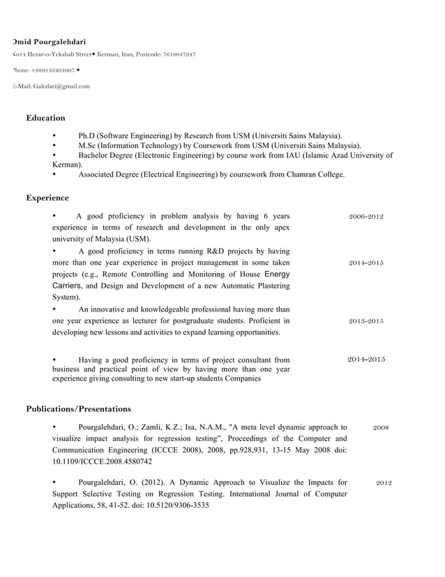 omid Cv1 | PDF | Computing | Technology & Computing