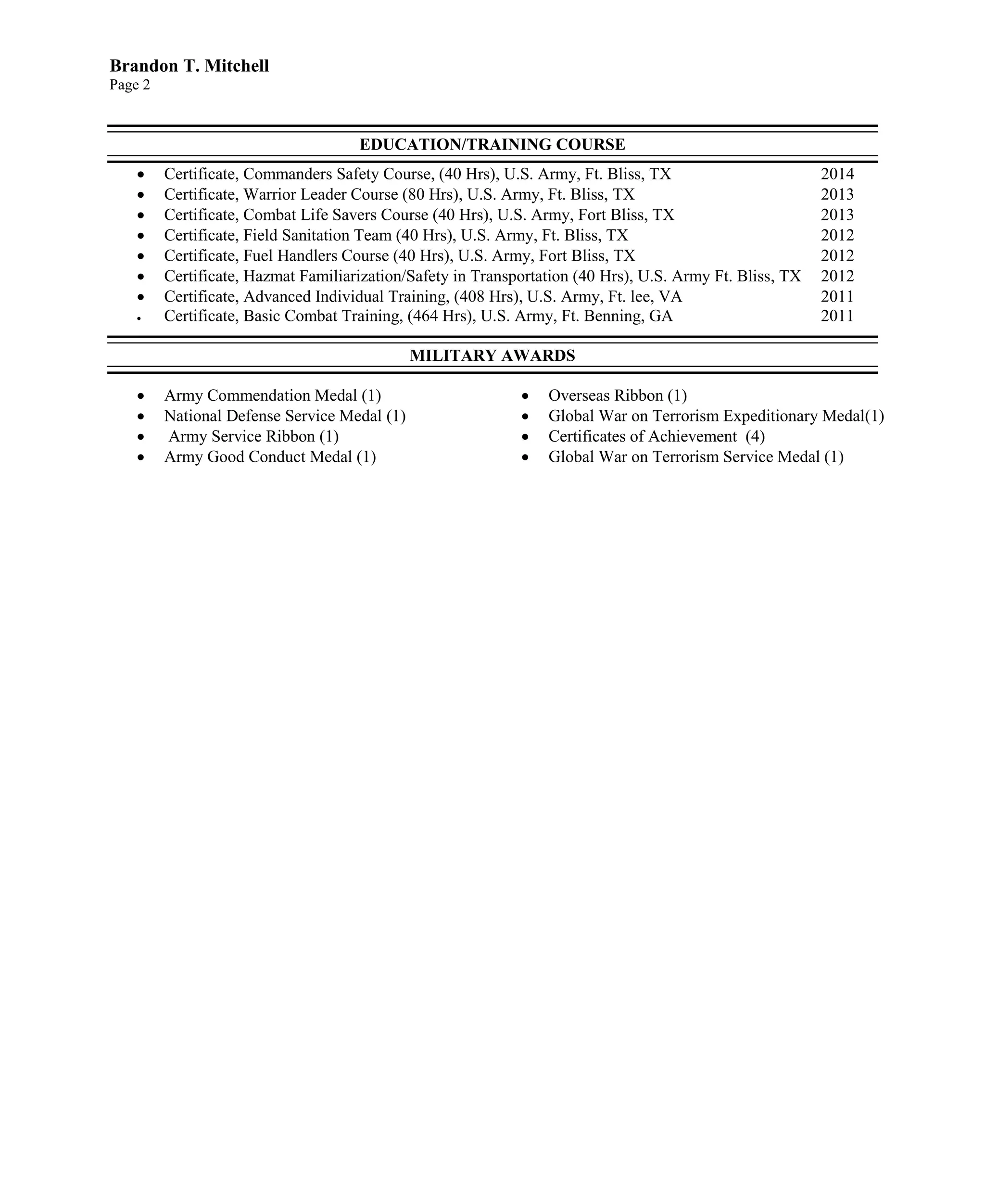 Brandon Mitchell Resume | PDF