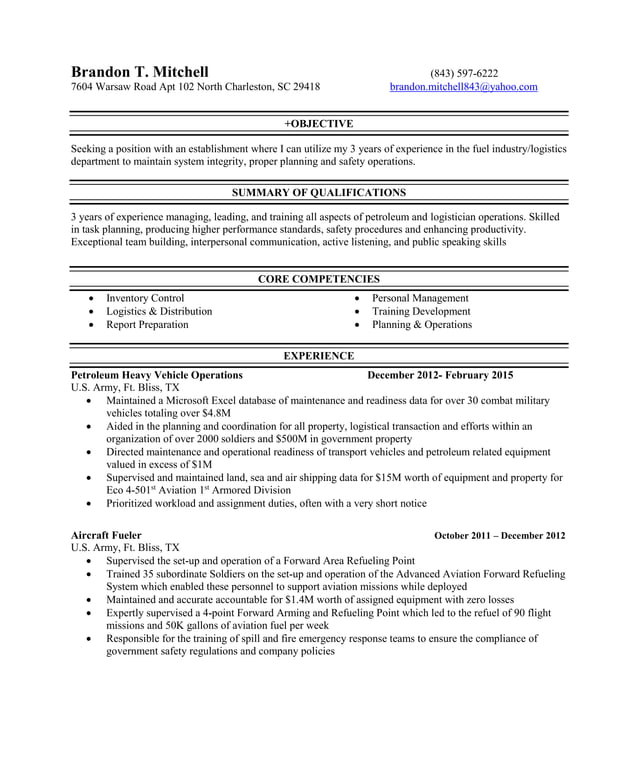 Brandon Mitchell Resume | PDF
