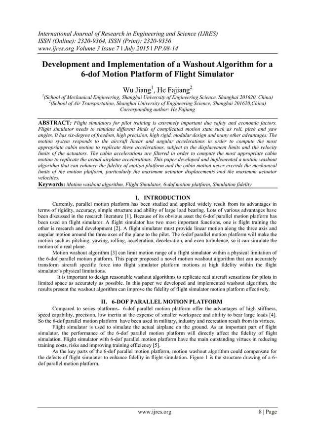 Development and Implementation of a Washout Algorithm for a 6-dof ...