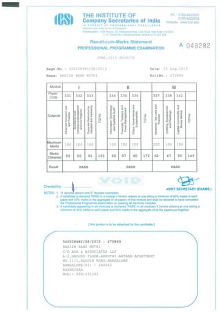 CS Professional Mark List | PDF