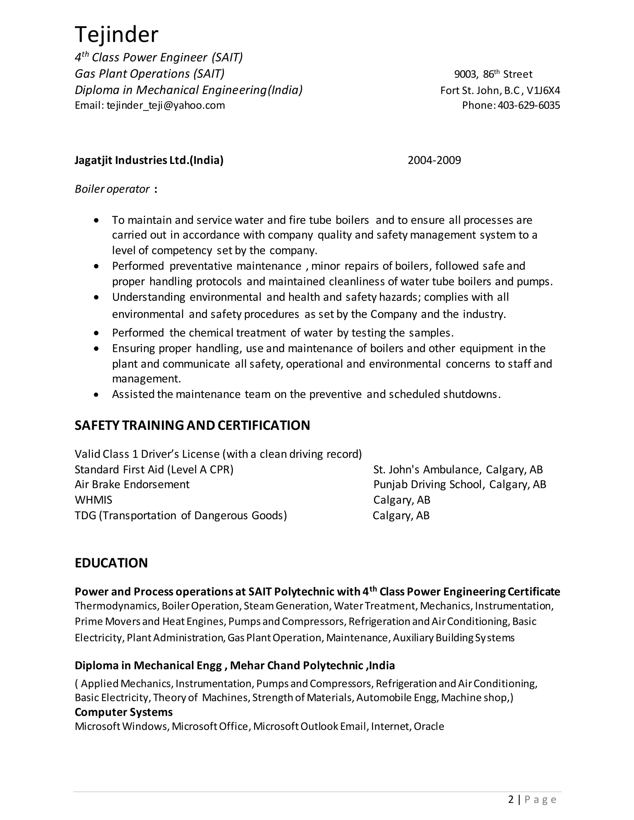 tejinder Resume | DOCX