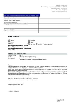 CV Update Hendri 2015 | DOCX